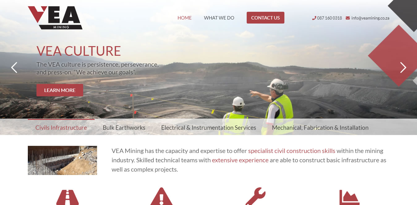 VEA Mining - Web Design Company Pretoria and Cape Town | Web Devine - Since 2003